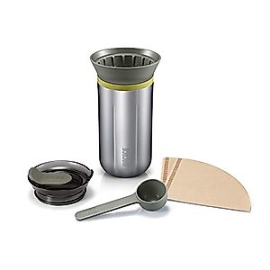WACACO Cuppamoka Pour-Over Coffee Maker, Portable Drip Coffee Maker with 10 Cone Paper Filters, Manually Operated, Stainless Steel Coffee Brewer, 10 fl oz
