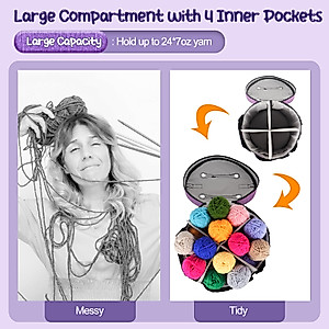 Katech Crochet Bag Yarn Storage Organizer, Knitting Bag Yarn Bag for Crocheting, Yarn Storage Yarn Holder for Crochet Yarn, Crochet Hooks, Crochet Accessories, Knitting Kit, Knitting Crochet Supplies