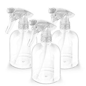 Bar5F Empty Clear Spray Bottle Adjustable Head Sprayer from Fine to Stream, Natural, 16 Oz, Pack of 3