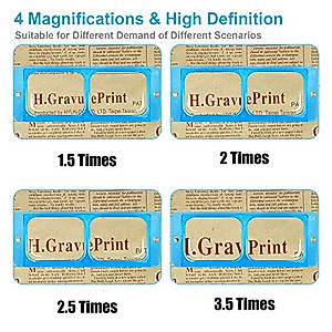 Head Mount Magnifier Visor Double Lens, Headband Magnifying Glasses, Professional Jeweler Loupe with 4 Replaceable Optical Lenses 1.5X, 2.0X, 2.5X, 3.5X for Repair, Crafts, Seniors with Low Vision