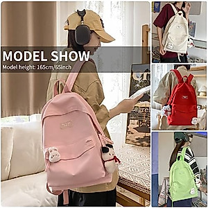 iwhgrmp Kawaii Backpack with Cute Accessories Cute Aesthetic Big Capacity Waterproof Outdoor Casual Travel Backpack (Blue_377)