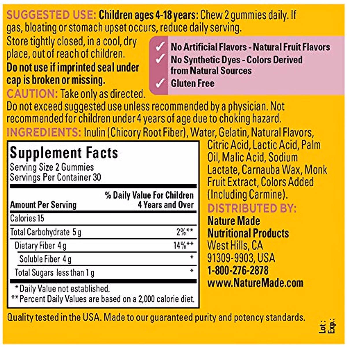 Nature Made Kids First Fiber Gummies, 60 Count for Digestive Health