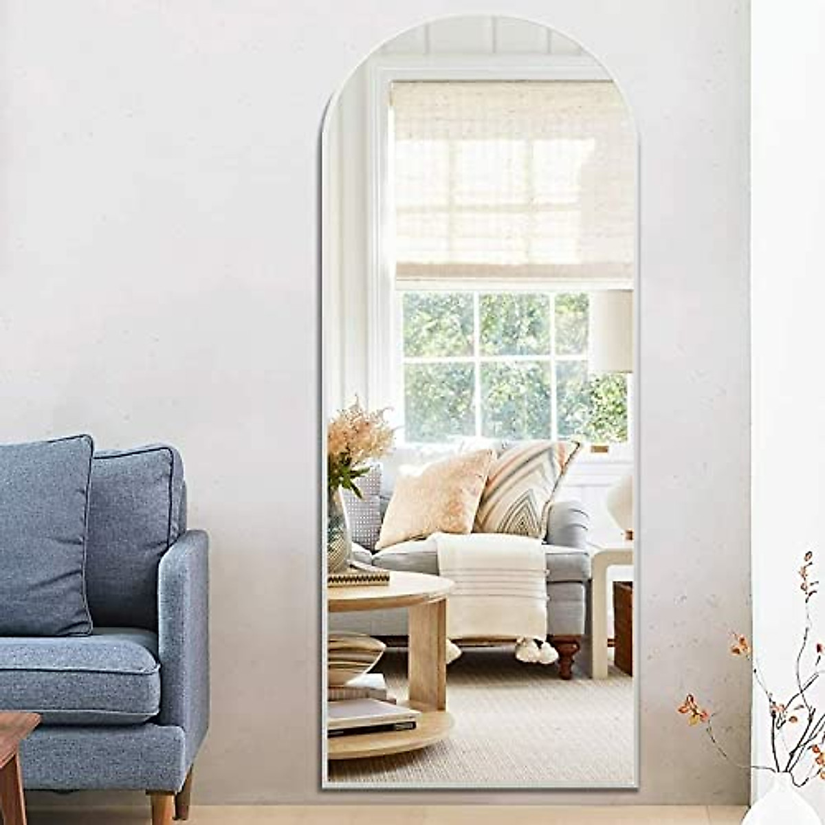 OBIOZZ Bedroom Floor Standing Mirror Arched Full Length Mirror Large Rectangle Mirror Hanging or Leaning Against Wall, Quality Material Full-Length Mirror