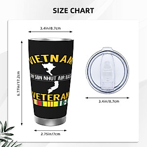 Biaomn Tan Son Nhut Air Base Vietnam Veteran Stainless Steel Tumbler Vacuum Insulated Travel Tumbler With Lid Coffee Mug Car Cup For Home Office Outdoor 20oz