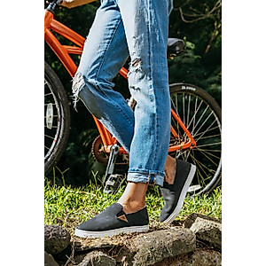 OLUKAI Pehuea Heu Women's Slip-On Sneakers, Genuine Shearling & Premium Waterproof Nubuck Leather, Cozy Slippers with Drop-In Heel Design, Lava Rock/Lava Rock, 9