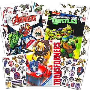 Superhero Temporary Tattoos for Boys Kids Party Bundle -- 125 Licensed Tattoos with Stickers Featuring Transformers, Marvel Avengers and Teenage Mutant Ninja Turtles (Party Supplies)