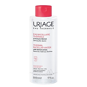 Uriage Thermal Micellar Water for Sensitive Skin 17 fl.oz. | Oil- free Cleansing Care - Gentle Makeup Remover, Suitable for Sensitive Skin | Removes Excess of Dirt and Makeup While Soothing the Skin