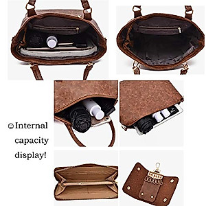 GJGJTER Synthetic PU Leather Tote for Women Satchel Crossbody Hobo 6pcs Handbags Shoulder Wallet Card Nail Clipper Bag-Gray