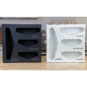 AuldHome Design Enamelware Kitchen Bag Organizer (Black), Farmhouse Style Holder Compatible w/Zipper Seal Kitchen Storage