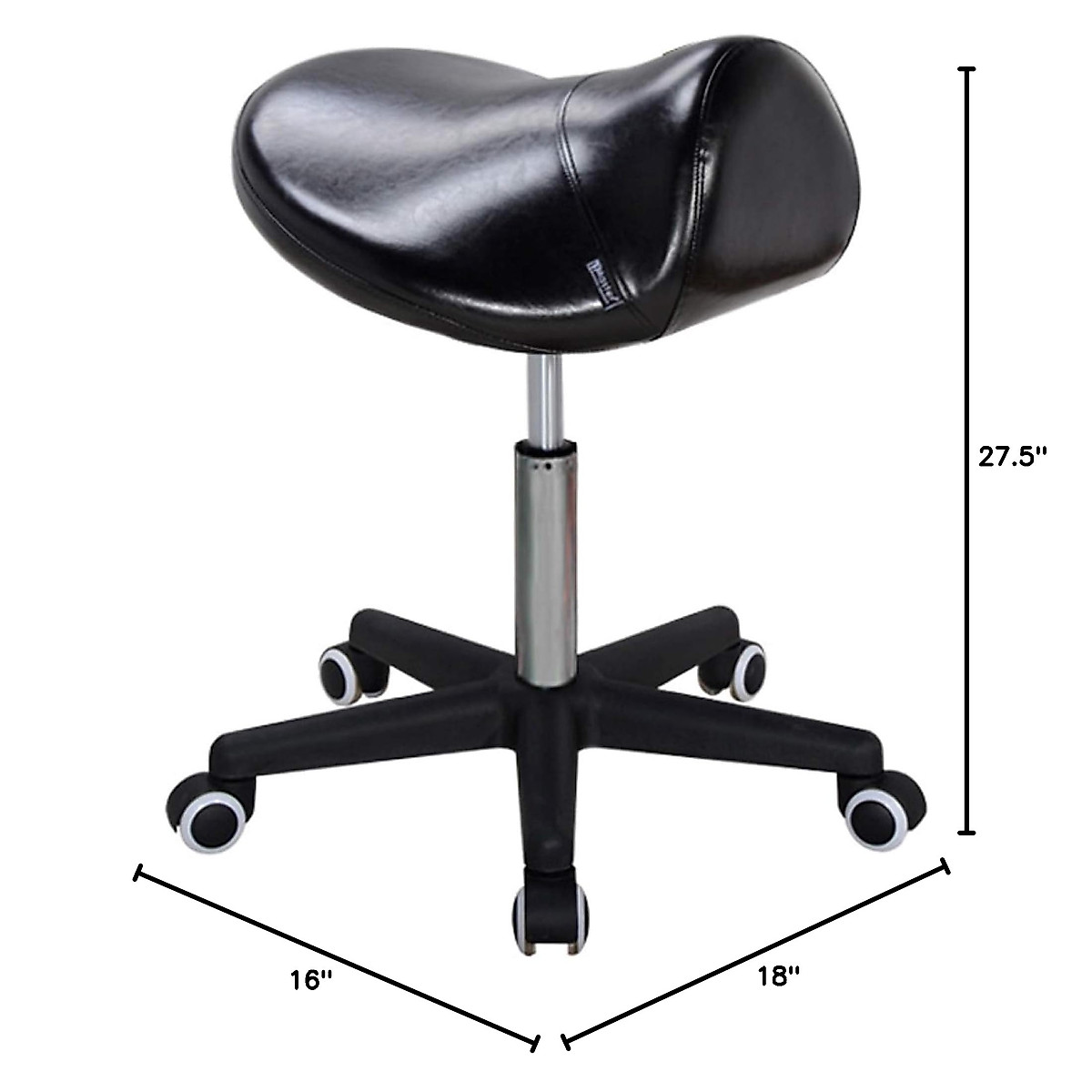 Master Massage Ergonomic Swivel Saddle Rolling Hydraulic Stool in Black