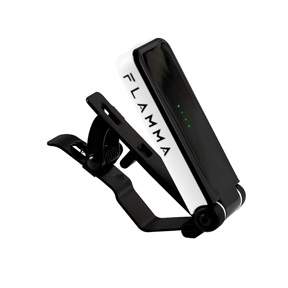 FLAMMA Guitar Tuner Clip On Tuner for Electric Guitar Bass Tuner Ukulele Tuner Power Saving Mode LED Display Metal Clip (White)
