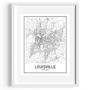 Louisville Poster Map of Louisville Map City Map Posters Modern Map Art City Prints Kentucky Art Minimal Print KY Poster City Poster City Map Wall Art Minimalist Posters 8x10