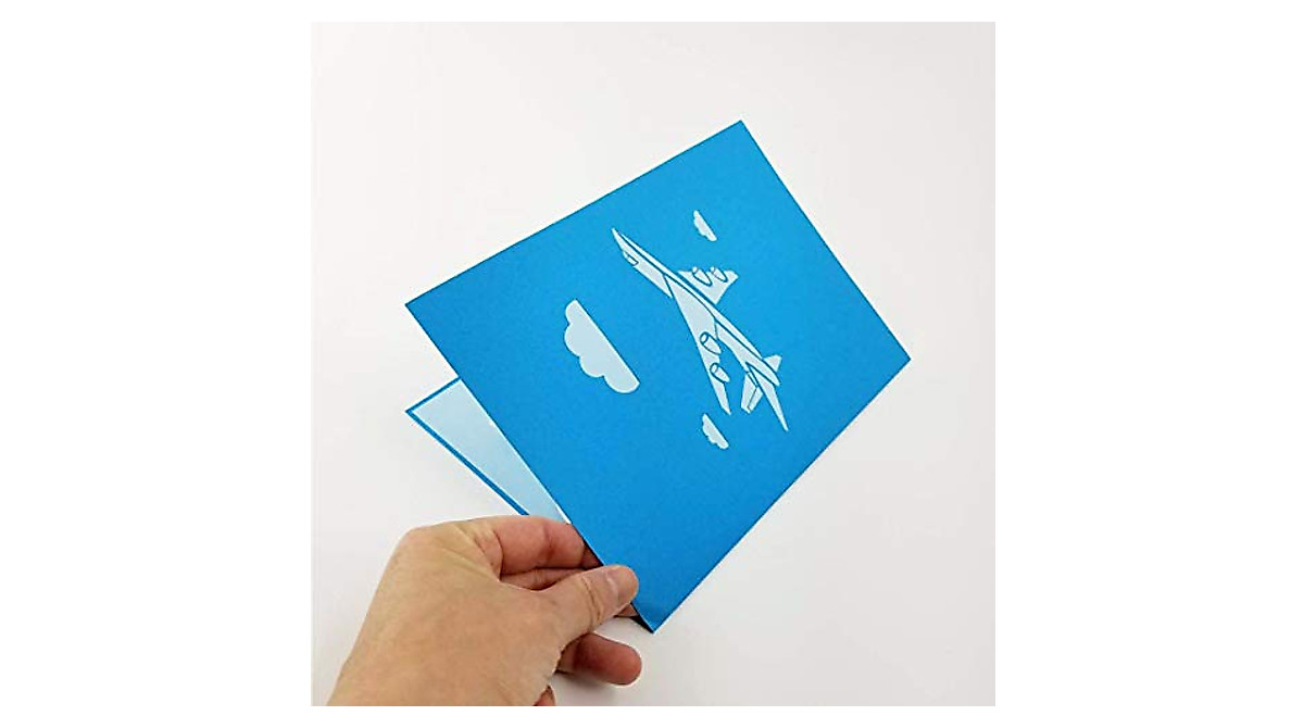 Jet Airplane Pop Up Card - Unique 3D Greeting for Travelers & Celebrations