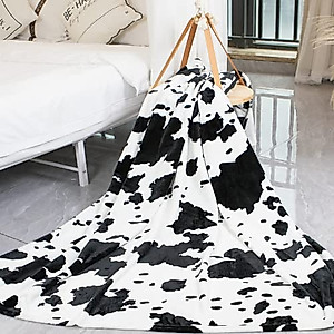 Cow Print Blanket Soft Fleece Flannel Lightweight Throw Dog Blankets Warm Plush Cute Brown Cow Throw Blanket Sofa Couch Bed Camping Travel Cow Bedding Boys Girls Pet Adults 50x60 inch