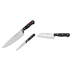 WÜSTHOF Gourmet 2-Piece Chef's Knife Set & Gourmet 7" Hollow Edge Santoku Knife