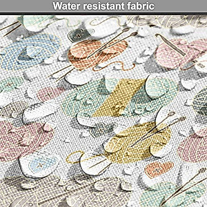 Ambesonne Hobby Fabric by The Yard, Knitting Needles Yarn Ball of Wool Crochet Hooks Illustration, Decorative Fabric for Upholstery and Home Accents, 1 Yard, Rose Mustard