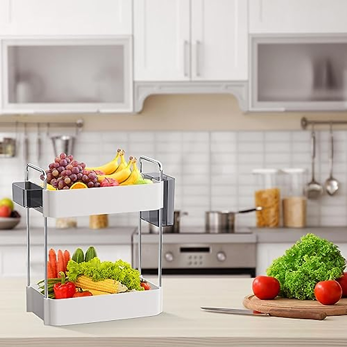 Undersink Organizers, Tainless Under Sink Organizer Shelf With Hooks, Under Sink Storage Kitchen Organiser, Bathroom Counter Organization, Under Sink Organiser Kitchen, Pull Out Medicine Cabinet