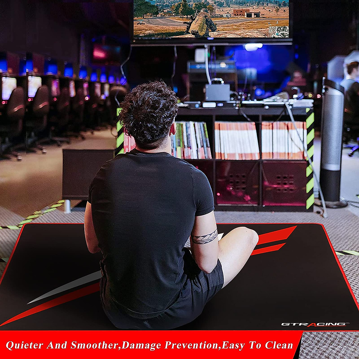 GTRACING Gaming Chair Mat for Hardwood Floor 43 x 35inch Office Computer Gaming Desk Chair Mat for Hard Floor Red
