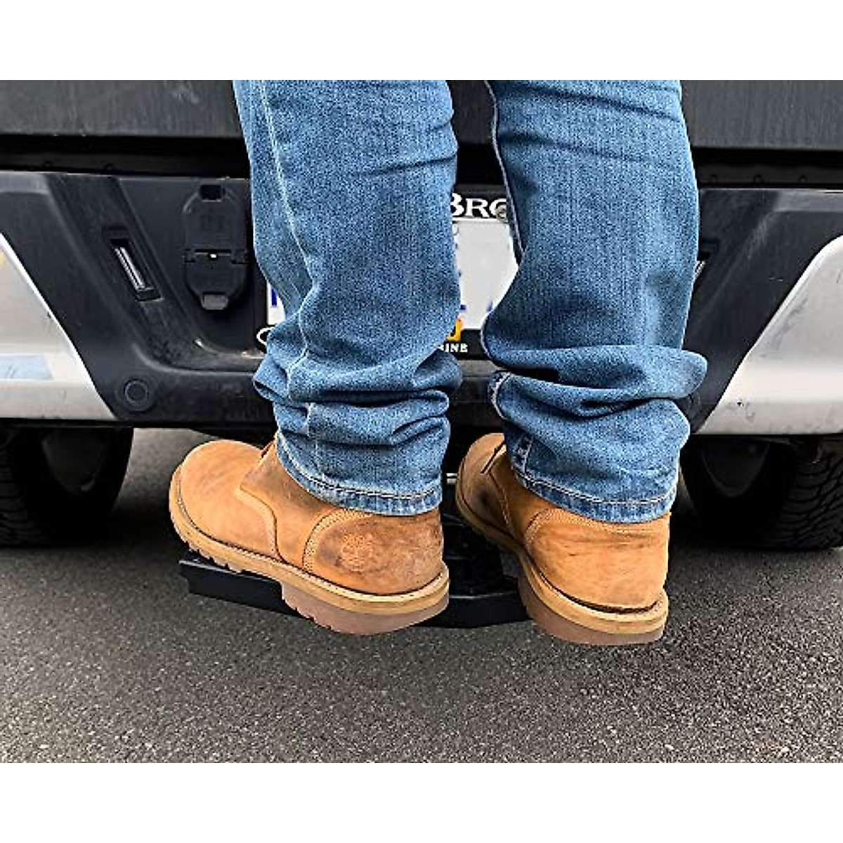 APS Hammer Forged Carbon Steel Black 2-inch Hitch Step Compatible with Class 3 Receiver Hitch (Bumper Guard Bumper Protector Bumper Step)