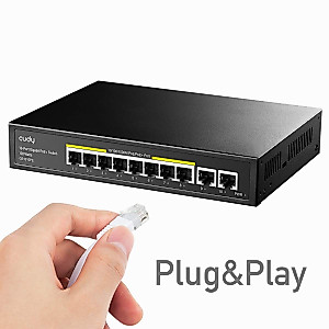 Cudy 8 Port Gigabit PoE Switch, 120 Watts PoE Budget, 8 10/100/1000Mbps PoE+ Ports, 2 Gigabit Uplink Ports , 802.3at, 802.3af, 1/2 (+), 3/6 (-), Fanless, Plug and Play, GS1010PE