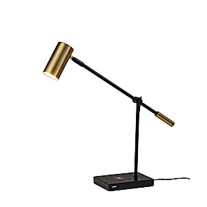Adesso 4217-01 Collette LED Desk Lamp Wireless Charging, 7W LED, 5W QI, USB Port, Indoor Lighting Lamps , Black