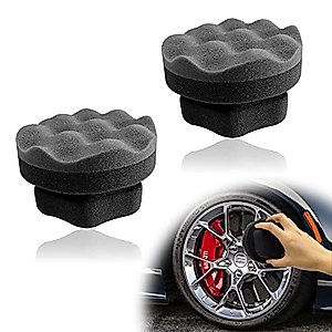 2Pcs Large Tire Shine Applicator Pad, Tire Sponge Applicator Foam Tire Gel Wet Applicator Car Detailing Reusable Cleaning Supplies for Tire Shine