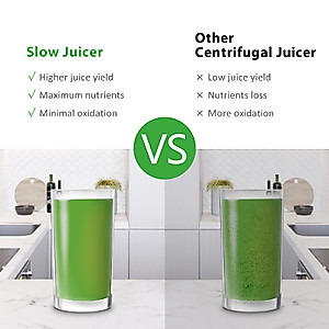 Masticating Juicers, Celery Slow Juicer Machine Cold Press Juicer for Celery/Vegetable/Wheat, Extractor de Jugos y Vegetales, Juice Extractor Machine with Cleaning Brush, Easy to Clean