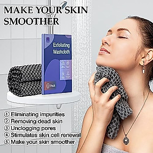 Exfoliating Washcloth Face & Body Scrub Towel Premium Japanese Scrub Wash Cloth Deep Cleanse for Body Face Exfoliating Body Scrubber with 2 Sides for Scrubbing (black)