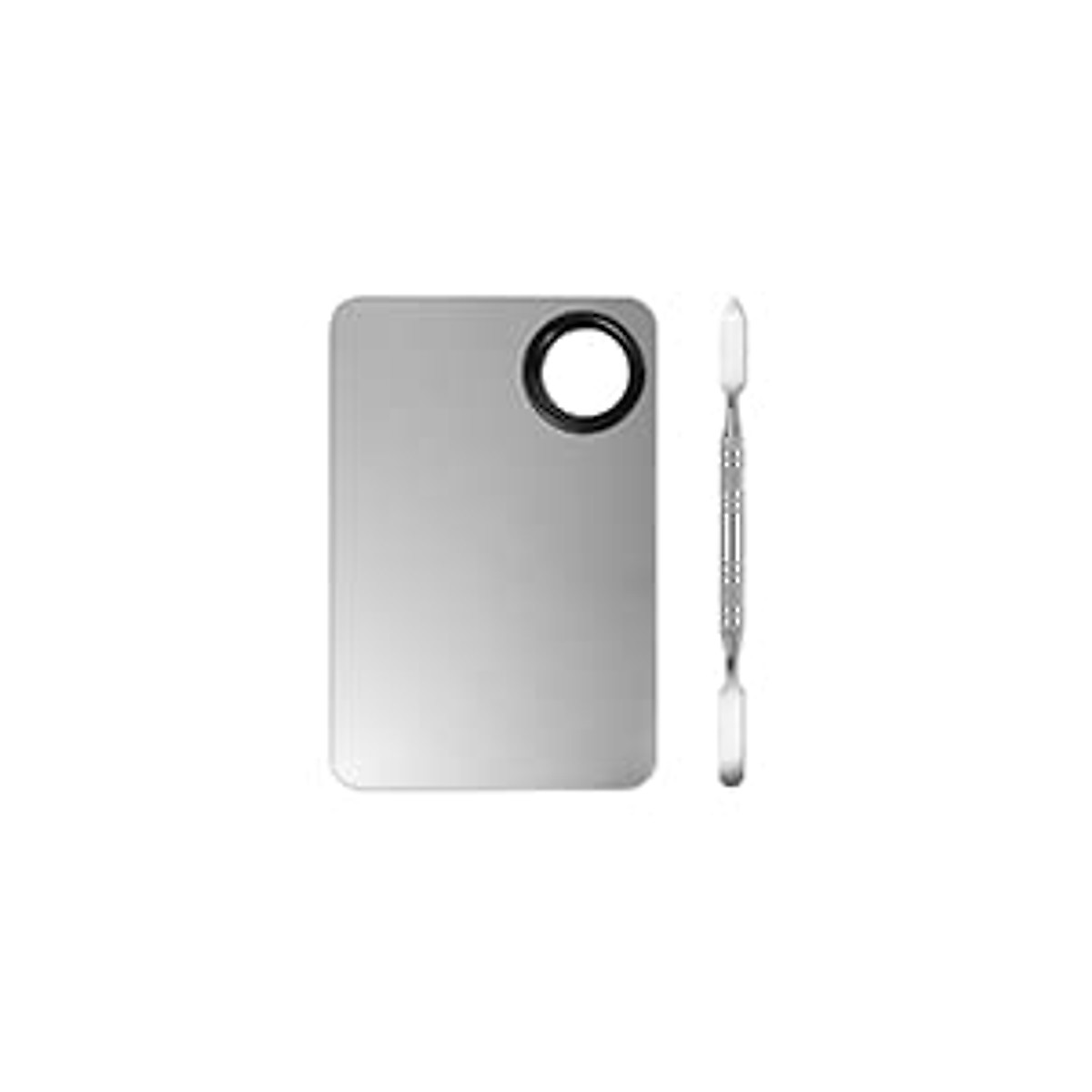 2 in 1 Set Makeup Mixing Palette, Stainless Steel Foundation Palette with Spatula for Mixing Foundation Eye Shadow Eyelash Nail Art