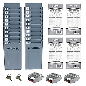 uPunch Calculating Time Clock Bundle with 200 Cards, 3 Ribbons, 2 Time Card Racks, & 2 Keys (HN4500)