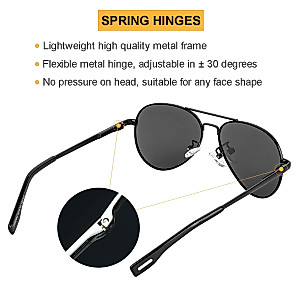 Gleyemor Small Aviator Sunglasses for Women and Men, 52MM Small Frame Polarized Aviators for Small Face (Black/Grey)