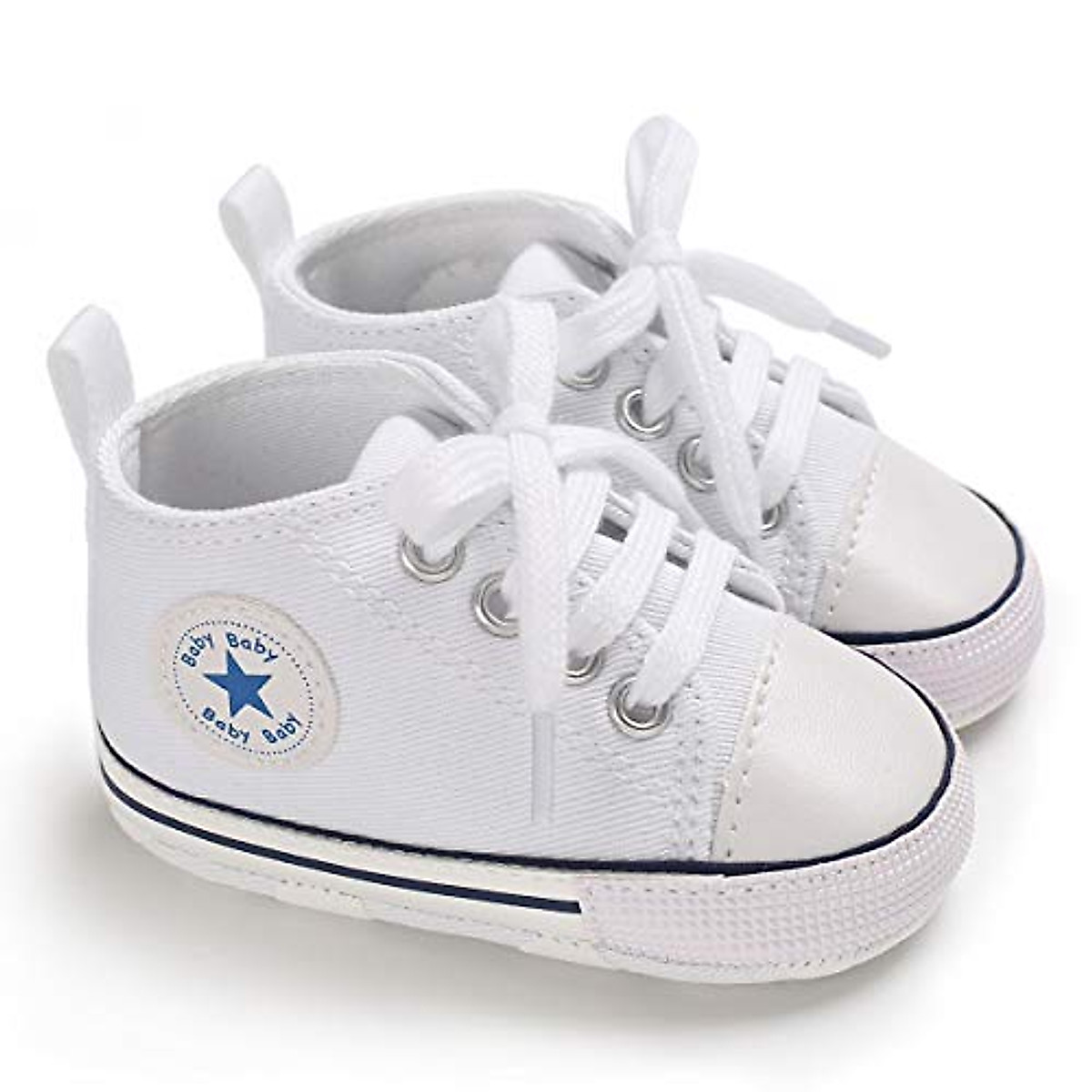 KIDSUN Tutoo Unisex Baby Boys Girls High Top Sneaker Soft Anti-Slip Sole Newborn Infant First Walkers Canvas Denim Shoes