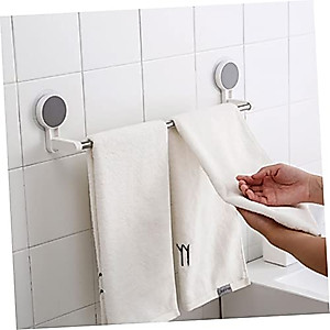 Wall Mounted Towel Holder 2pcs Suction Cup Towel bar Suction Cup Towel Rack Towel Rack with Shelf White Pot Cover Shelf Towel Shelf Pot Cover Rack no Trace Lid Rack Individual