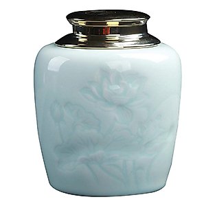 Exquisite Oriental Ceramic Food Storage Jar Canister Food Canisters,Loose Tea Tin/Tea Storage/Tea Caddy/Tea Canister/Coffee Canister/Coffee Jar/Spice Nuts Snacks Storage 23.67oz/700ml (Skyblue)