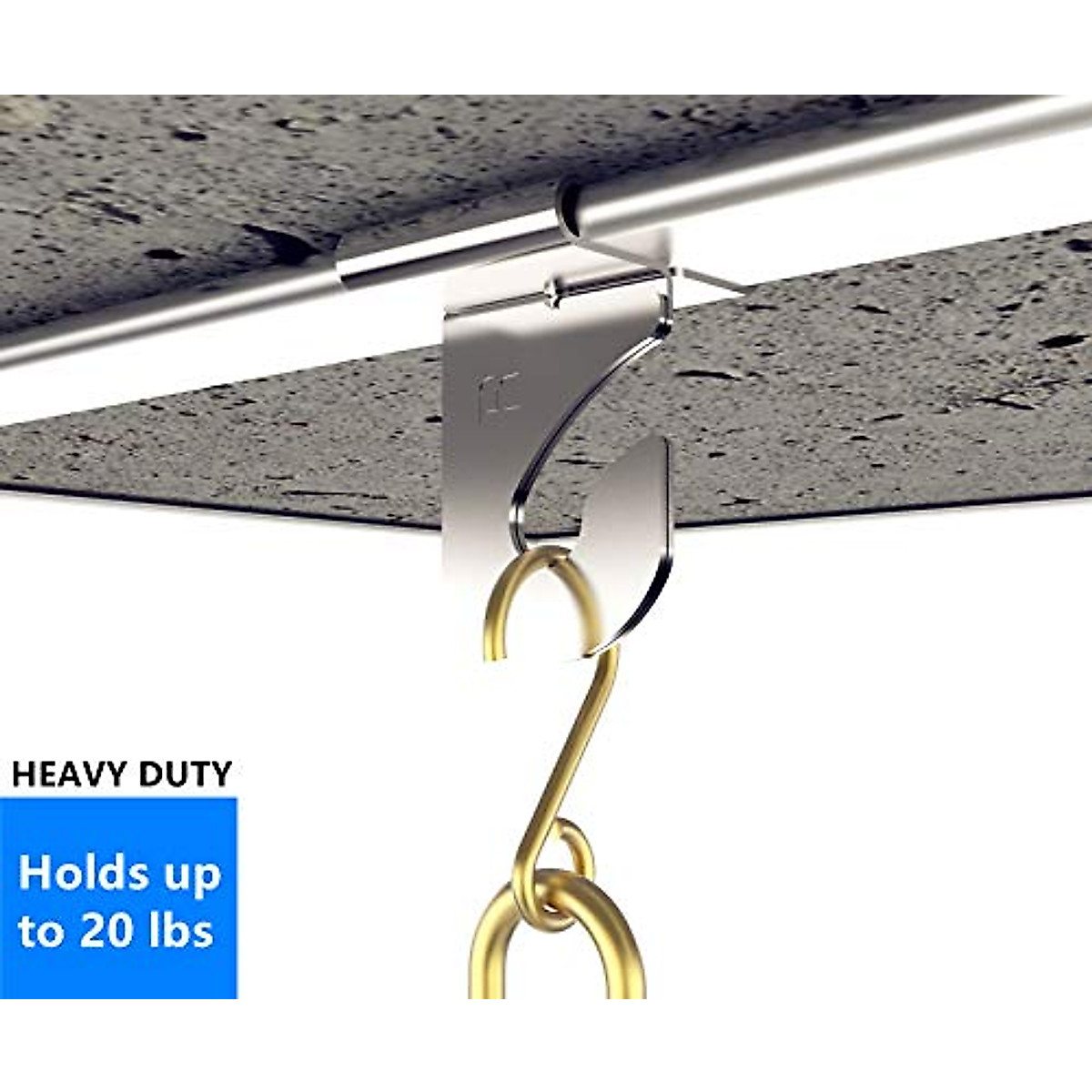 LeoHuks 20 Pairs Drop Ceiling Hooks for Office,Classroom & Home,Great for Hanging Plants,Signs,Lights & Decorations,Metal T-Bar Hooks for Suspended Drop Ceilings,Holds up to 20 lbs