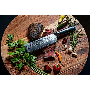 Oxford CHEF Nakiri Chef Knife 6.5 Inch - Damascus Japanese VG10 Super Steel 67 Layer High Carbon Stainless Steel