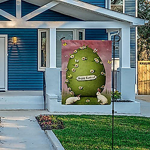 My Little Nest Seasonal Garden Flag Happy Easter Egg And Rabbits Vertical Garden Flags Double Sided for Home Farmhouse Yard Holiday Flag Outdoor Decoration Banner 28"x40"