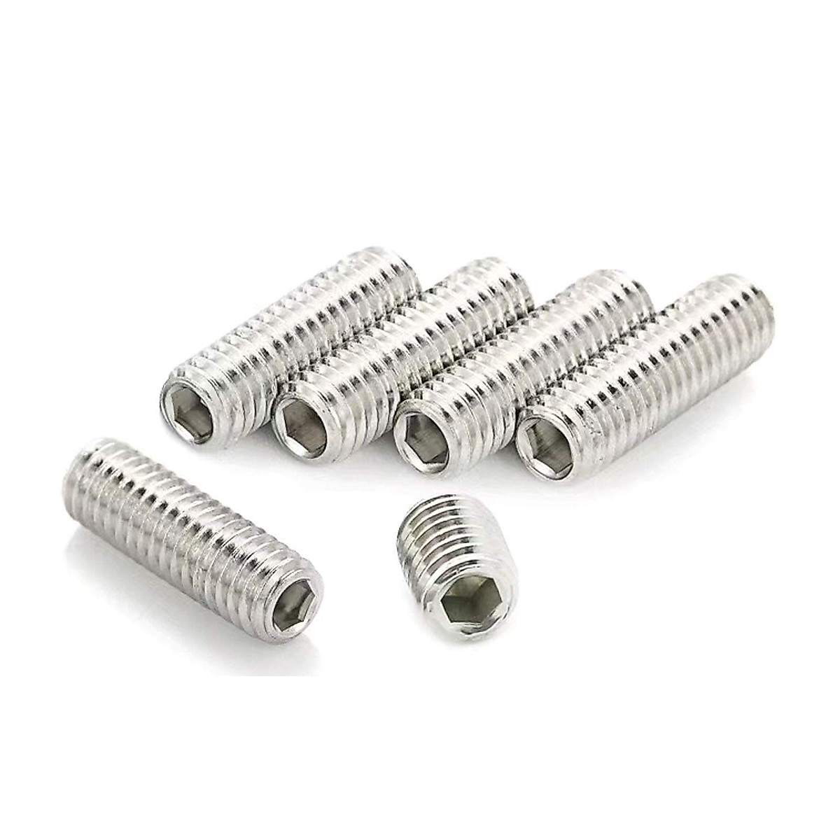 30 Pcs M6x16mm Metric 304 Stainless Steel Hex Socket Set Flat Point Grub Screws Silver Tone for Towel Rack Door Knob （M6x16mm）