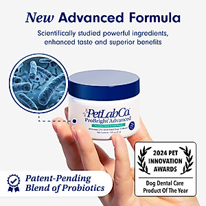 PetLab Co. ProBright Advanced Dental Powder - Dog Breath Freshener - Teeth Cleaning Made Easy – Targets Tartar & Bad Breath - Formulated for Small Dogs