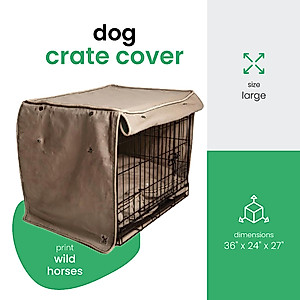 Molly Mutt Wild Horses Dog Crate Cover, 100% Cotton Canvas Cover with 2 Roll-Up Panels, Ideal for Dog or Cat Crate, Durable, Washable, and Free of Harmful Chemicals, 36" x 24" x 27"