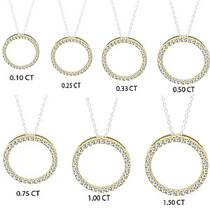 Dazzlingrock Collection Round White Diamond Circle Pendant for Women with 18 inch Silver Chain (0.33 Ctw) in 14K Yellow Gold