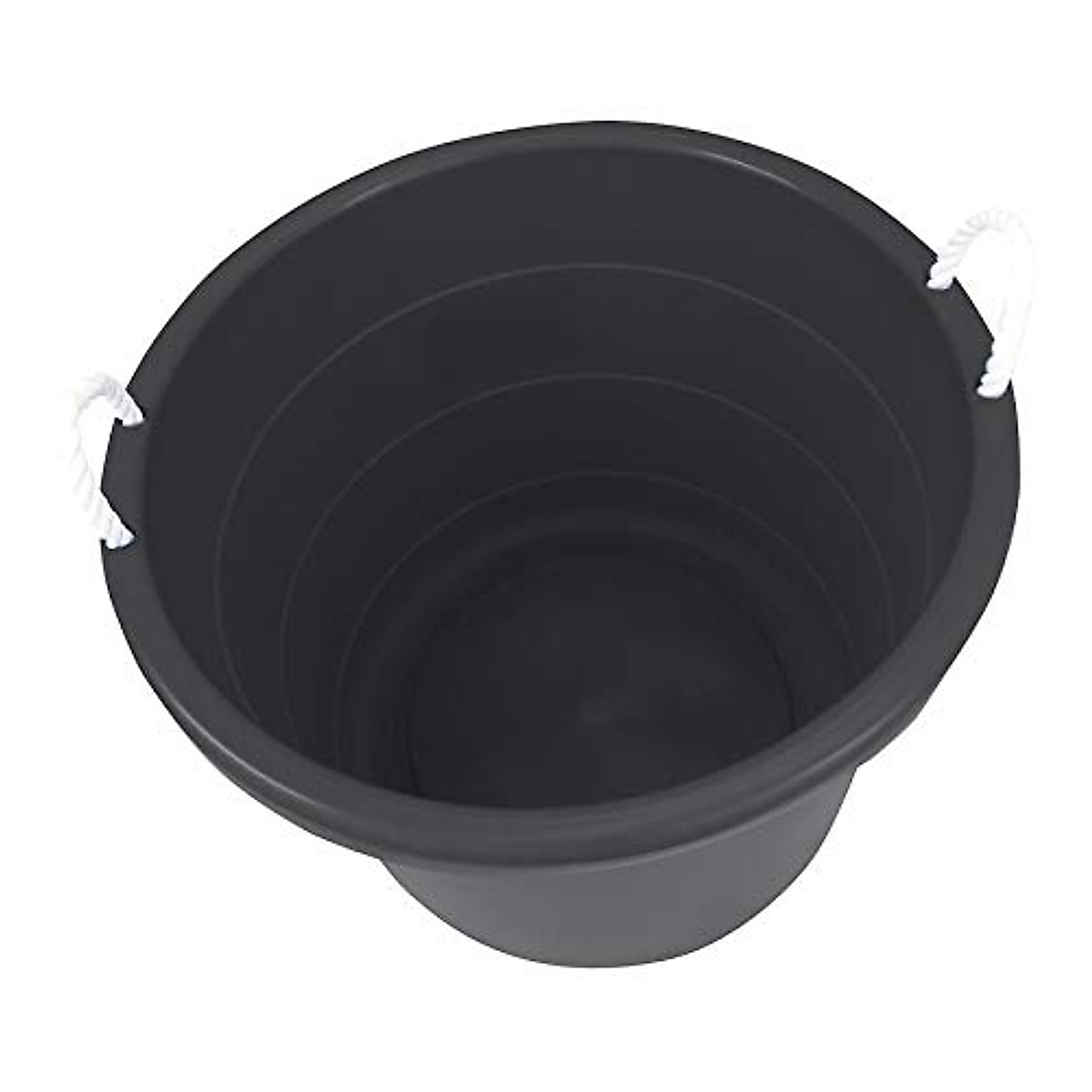 Homz Durable Plastic 17 Gallon Stackable Round Utility Storage Container Bucket Tub with Strong Nylon Rope Handle, Black (4 Pack)