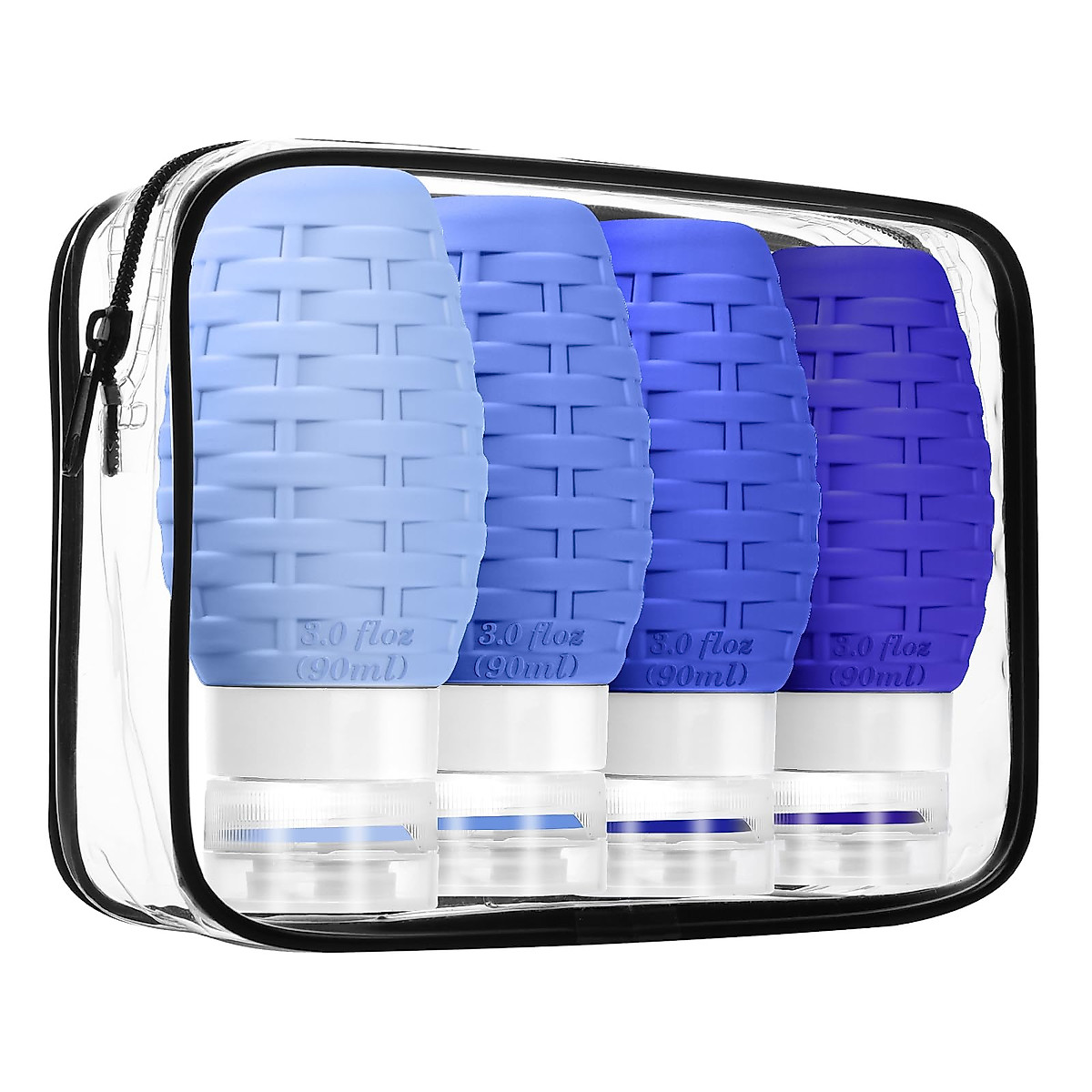 Travel Bottles for Toiletries, Tsa Approved 4oz Silicone Travel Containers Set Leak Proof Refillable BPA Free Travel Accessories with Clear Bag for Shampoo Conditioner Liquids