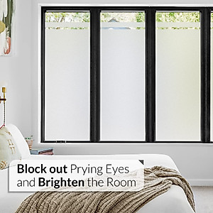 Haton Window Privacy Film, Frosted Glass Window Film, Bathroom Opaque Window Coverings, Decorative Static Cling Removable Window Sticker for Home Office, Non Adhesive, 17.5 x 78.7 Inches