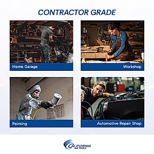 California Air Tools 8010 PK 1.0 HP Ultra Quiet and Oil-Free Air Compressor and LVLP Spray Painting Kit, 8 Gallon Steel Tank, Lightweight with Wheels, 60 dBA Noise Level