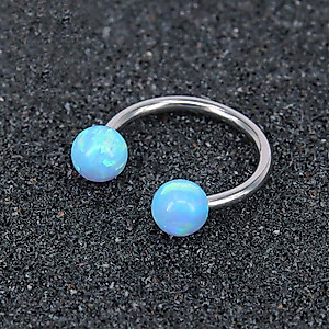 Piercingpops 4PCS 16G Surgical Steel Opal Horseshoe & Captive Bead Nose Hoop Septum Earring Eyebrow Tongue Lip Nipple Helix Tragus Piercing Rings Set (4PCS -10MM (Mix Color Horseshoe))