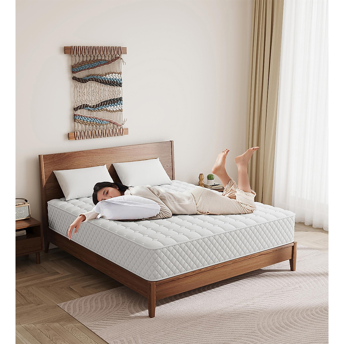 MRH 12 Full Mattress Cooling Gel Memory Foam Hybrid Mattress Medium-Firm Breathable Pressure Relief White Mattress CertiPUR-US Certified Mattress with Individually Pocket Springs for Kids and Adults