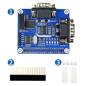 2-Channel Isolated RS232 Expansion HAT for Raspberry Pi 4B/3B+/3B/2B/B+/A+/Zero/Zero W, SC16IS752+SP3232 Dual Chip Convert SPI to RS232 Data Rate up to 921600bps Embed Multi Protection Circuits