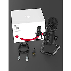 FIFINE Recording Microphone and Heavy Duty Boom Arm, USB Studio Mic,PC Podcast Microphone with Monitor Headphone Jack, Four Pickup Patterns for Vocals YouTube Streaming Gaming ASMR Zoom (K690+BM63)