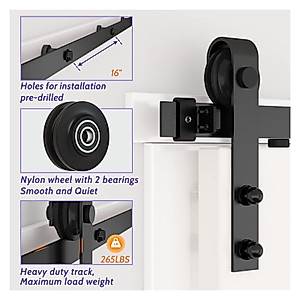Barn Door Hardware kit 6ft Sliding Barn Door Hardware Kit, Mechanism Carbon Steel Smoothly Quietly Easy Install Hardware Track Kit